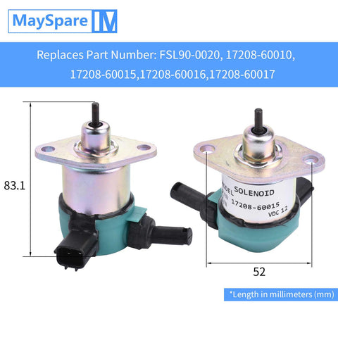 Fuel Shut Off Stop Solenoid 12VDC Kubota-MaySpare